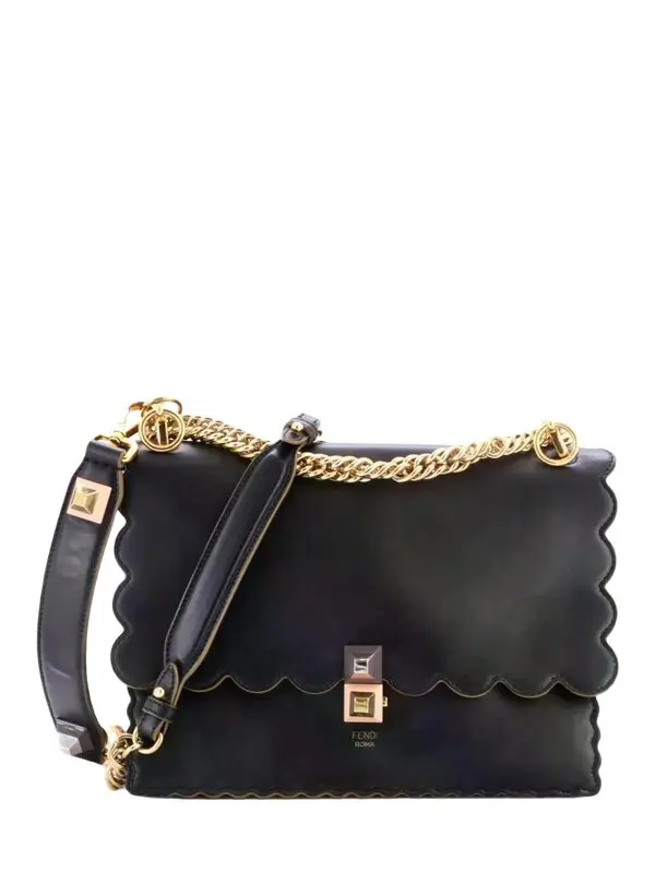 Fendi Kan I Bag Leather Medium Shoulder Bag - Black