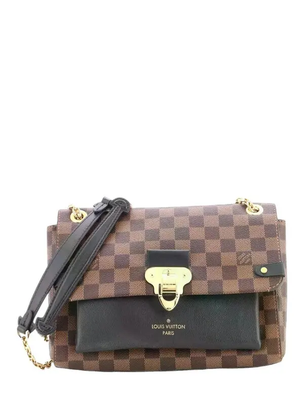 LOUIS VUITTON Vavin Handbag Damier With Leather Pm Crossbody Bag - Black