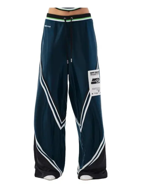 OFF SEASON Shiny Tricot Chevron Track Pants - Navy