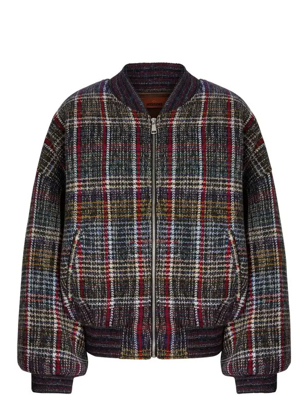 Missoni Wool Bomber Jacket With Check Motif - Multicoloured