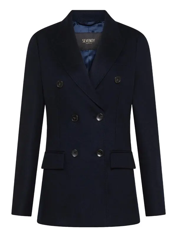 Seventy Double-breasted Wool Blazer - Blue