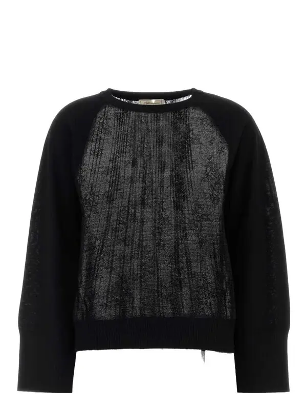 Blumarine Lace Panel Knitted Sweater - Black