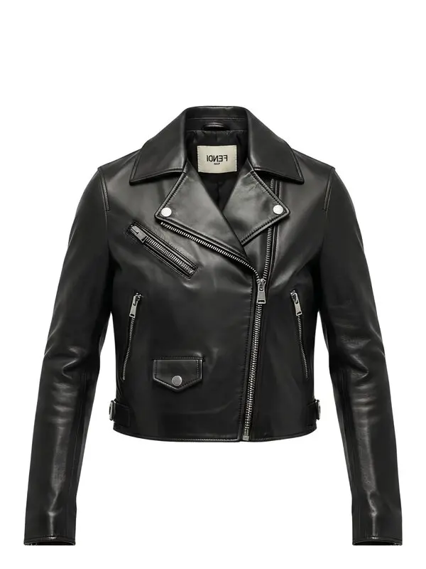 Fendi Soft Nappa Leather Biker Jacket - Black