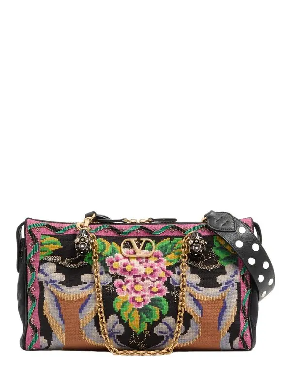 Valentino Garavani Panthea Medium Embroidered Shoulder Bag - No