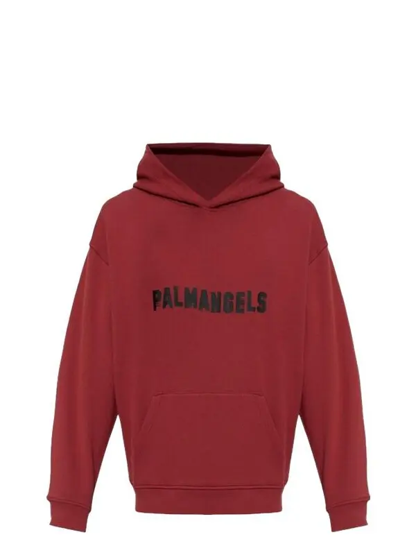 Palm Angels Logo Printed Hoodie - Red