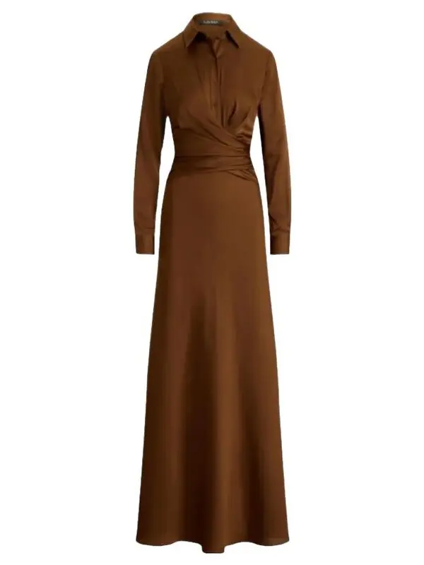 Ralph Lauren Ruffled Button-front Maxi Gown - Brown