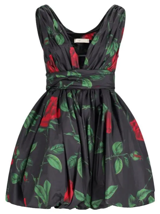 Blumarine Floral Printed Dress - Black