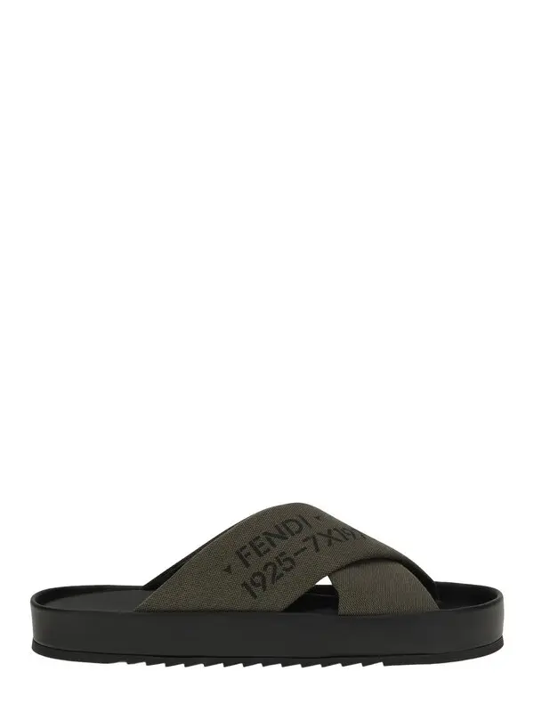 Fendi Double Slide Sandals - Green