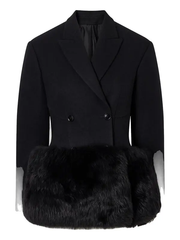 Alaïa Double-breasted Shearling-trimmed Wool Blazer - Black