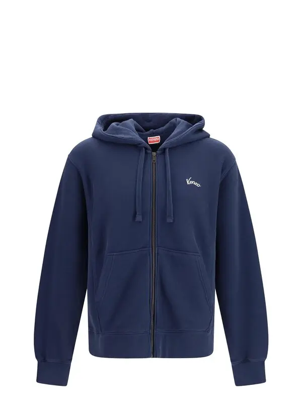 Kenzo Eiffel Tower Design Cotton Hoodie - Blue
