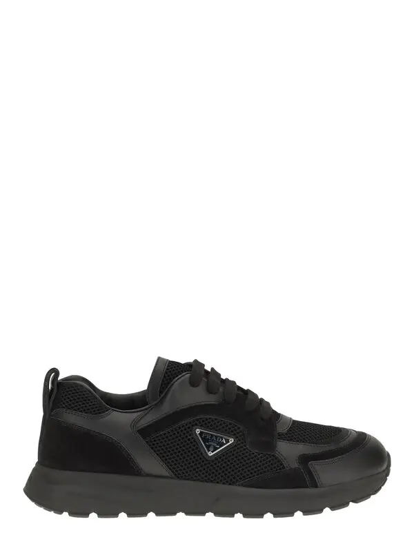 Prada Prax Leather And Fabric Sneakers - Black