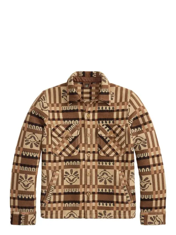 Ralph Lauren Block-print Jacquard Overshirt - Tan/brown/multi