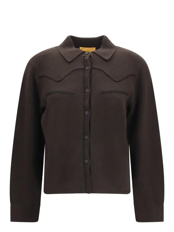 Guest In Residence Cropped Western Cashmere Shirt - Brown