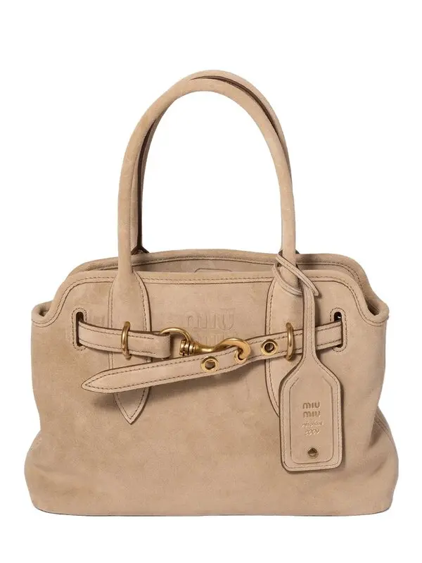 Miu Miu Aventure Suede Handbag - Ecru
