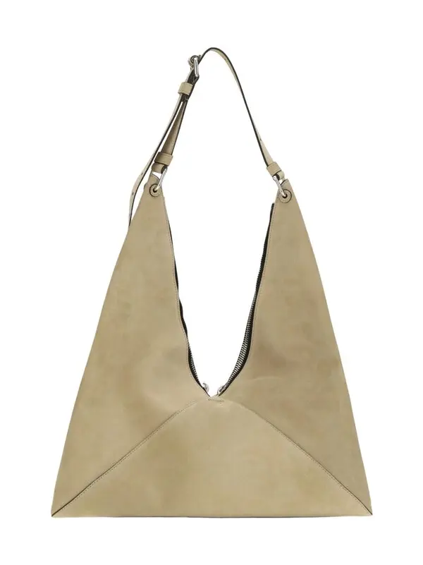 Moschino Buckle Detailed Zipped Shoulder Bag - Beige