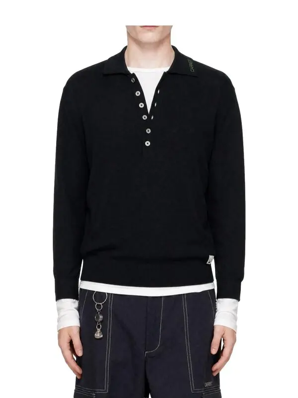 CARRER Milton Long-sleeve Polo Shirt - Black