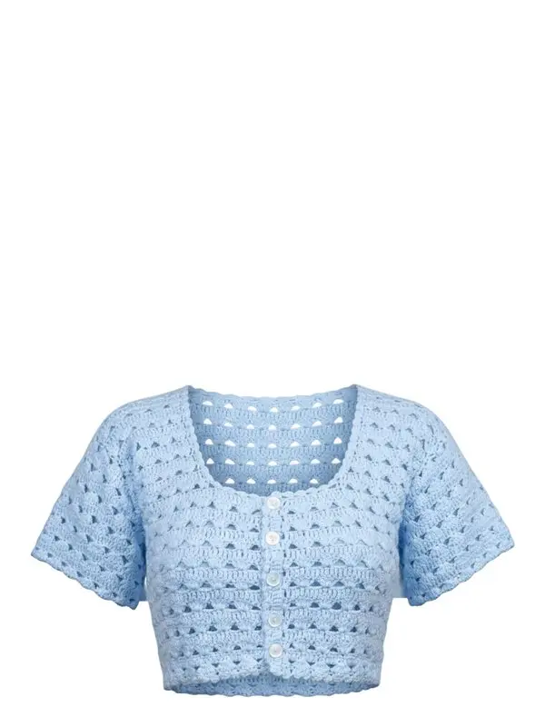 ANA CHIC Baby Openwork Handmade Crochet Top - Blue