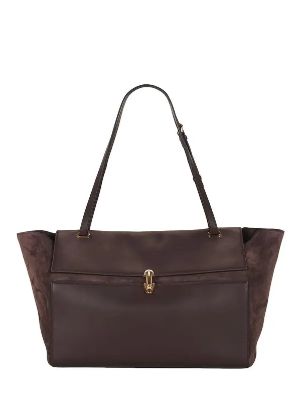 Savette Large Trapeze Shoulder Bag In Chocolate - Coffee