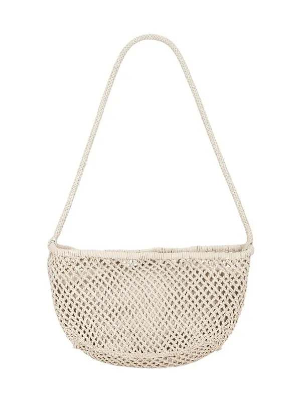 ST. AGNI Mesh Crescent Bag In Ivory - Ecru