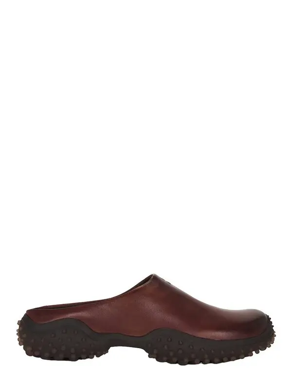 Miu Miu Vitello Antic Bubble Slide In Brown - Caffe