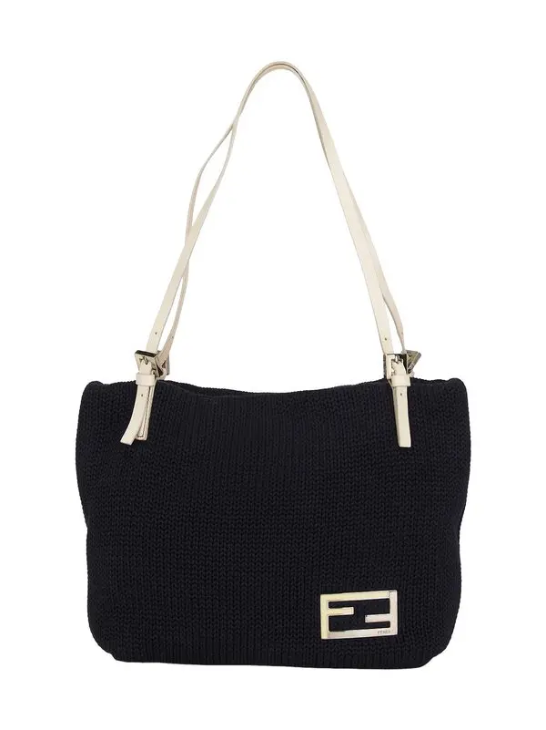 Fendi Knit Tote Bag In Navy - Black