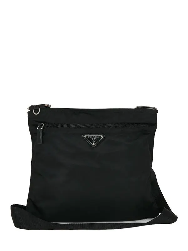 Prada Tessuto Flat Messenger Bag - Black