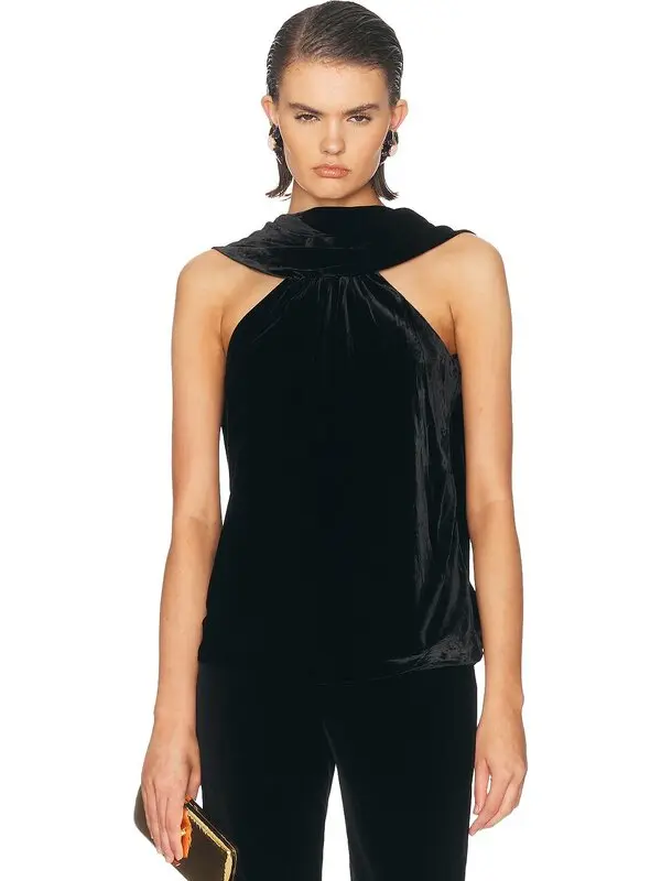 Simkhai Velvet Scarlette Cape Top - Black