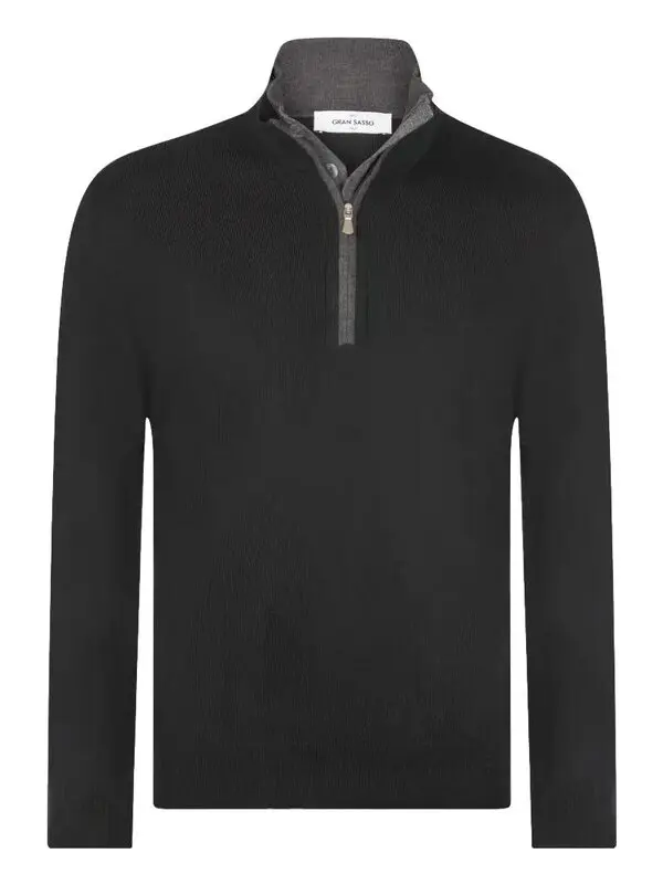 GRAN SASSO Layered-collar Zip-fastening Sweater - Black