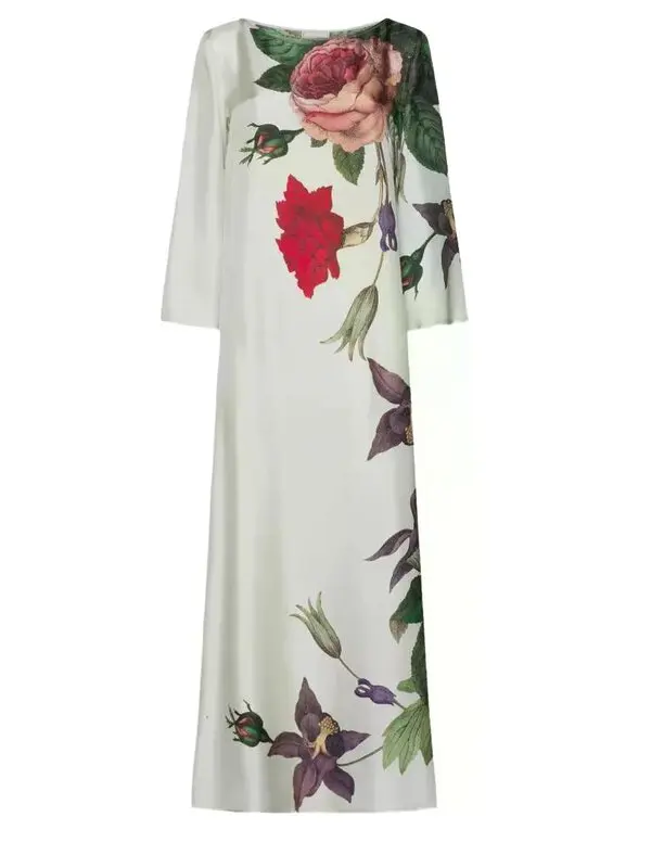 PIERRE-LOUIS MASCIA Aloe Floral-print Silk Maxi Dress - Neutrals