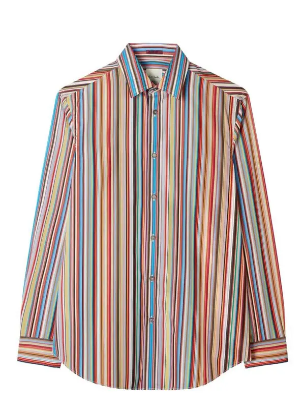 Paul Smith Regular-fit 'signature Stripe' Poplin Shirt - Neutrals
