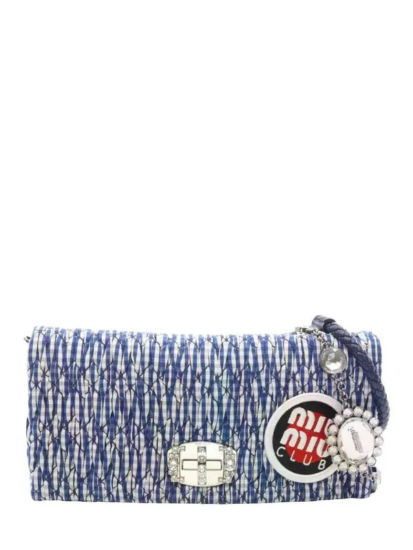 Miu Miu 2010-2026 Matelasse Vichy Crystal Bag Shoulder Bag - Blue