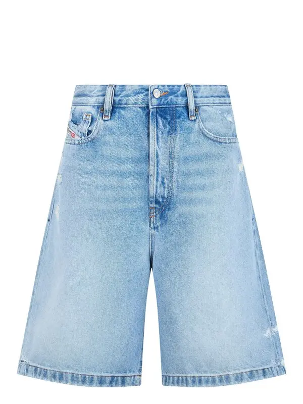 DIESEL® Wide-leg Denim Shorts - Light Blue