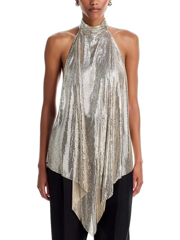 Stella McCartney Chainmail Open Back Halter Top - Silver