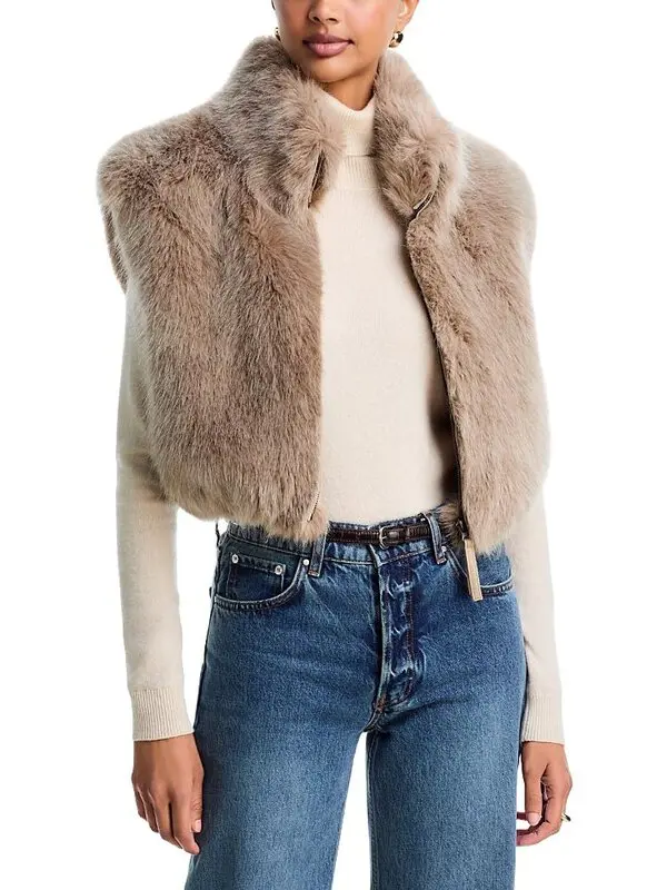 MILLY Elinor Faux Fur Vest - Grey