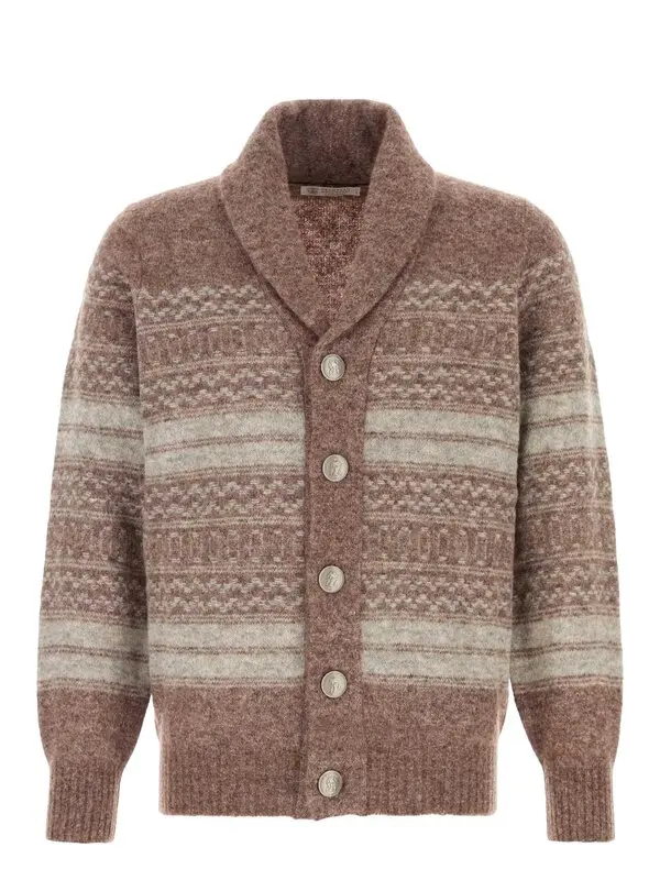 Brunello Cucinelli Embroidered Cashmere Cardigan - Stripped