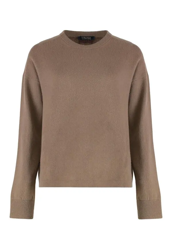 Max Mara Boxy Wool-cashmere Sweater With Ribbed Detail - Mud