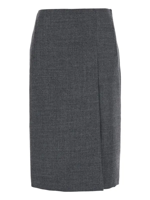 GRIFONI Asymmetric Split Midi Skirt In Virgin Wool - Grey