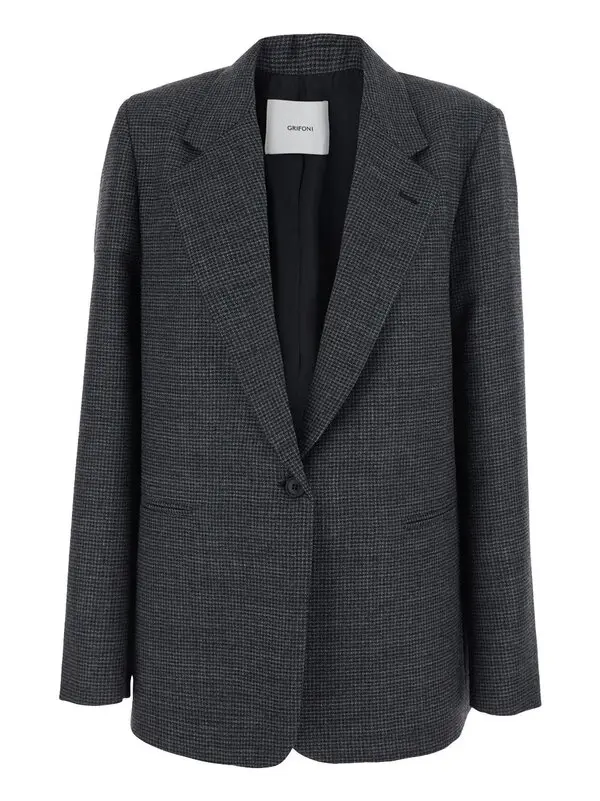 GRIFONI Single-breasted Notched Revers Blazer With Long Sleeves - Grey