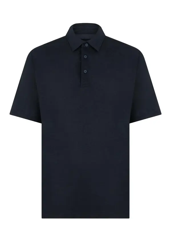BOSS Linen Short-sleeve Polo Shirt - Blue