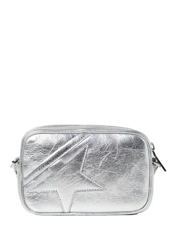 GOLDEN GOOSE Mini Bag In Laminated Leather With Star Detail, 10 X 16 X 6 Cm - Argento