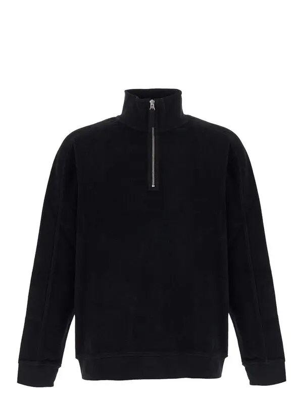 C.P. COMPANY C. P. Company Brushed Diagonal Fleece Polo-collar Sweatshirt - Black