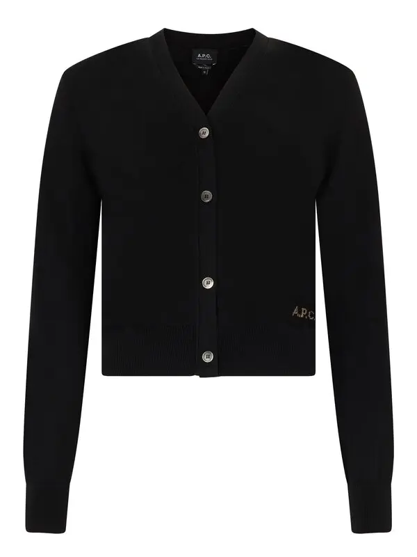 A.p.c. Cotton Crop Cardigan With Button Front - Black