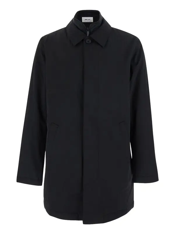 NN.07 High-collar Piped Side Pocket Nylon Jacket With Front Zip - Black