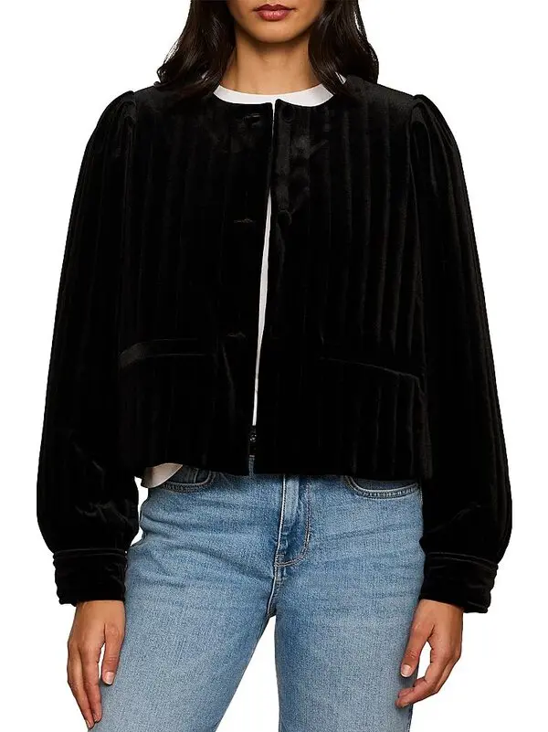 Sanctuary Pepper Velvet Cropped Jacket - Black