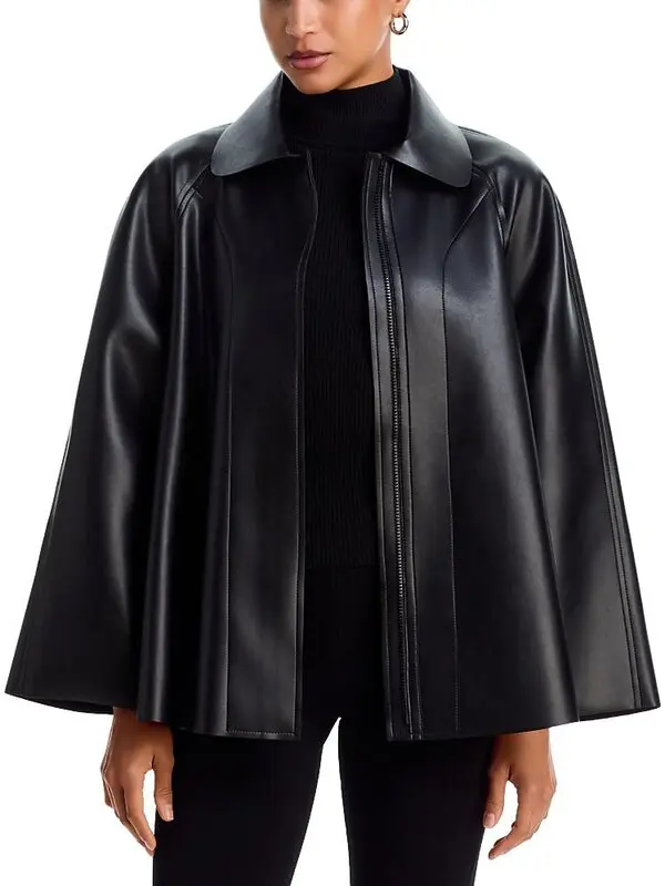 Norma Kamali Faux Leather Zip Front Jacket - Black