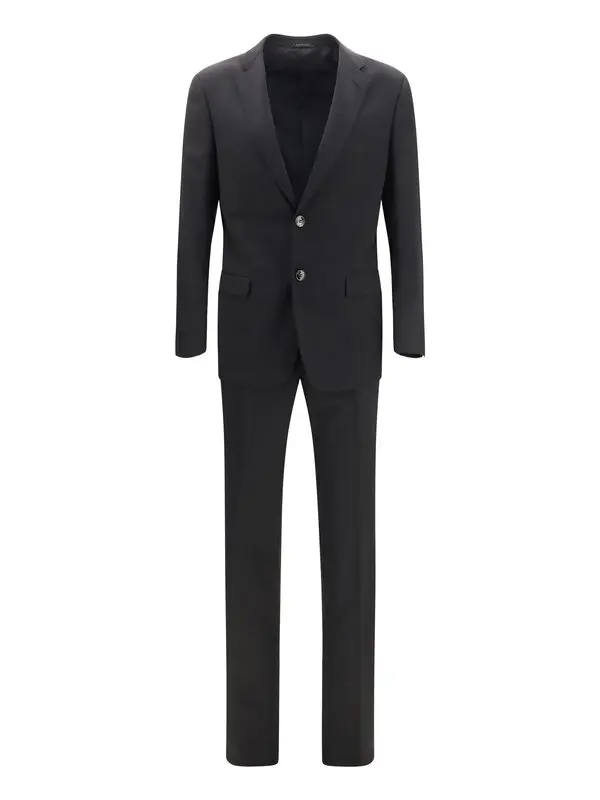 Giorgio Armani Linea Soft Single Breasted Suit In Virgin Wool - Black