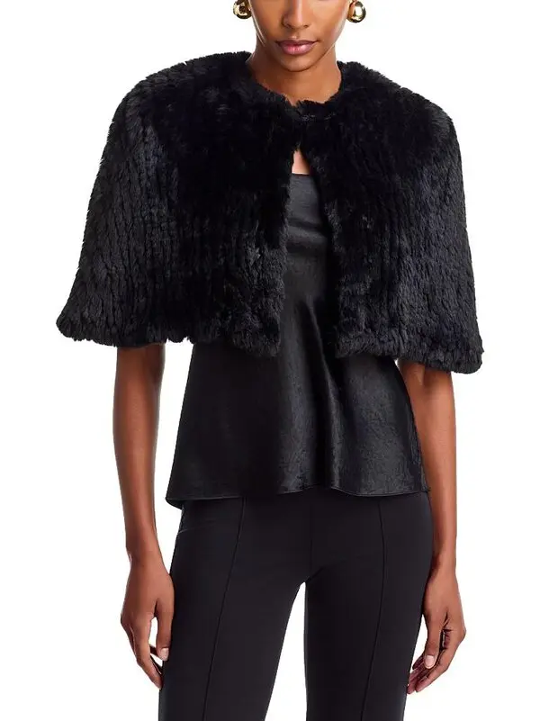 Alice + Olivia Deirdre Faux Fur Capelet - Black