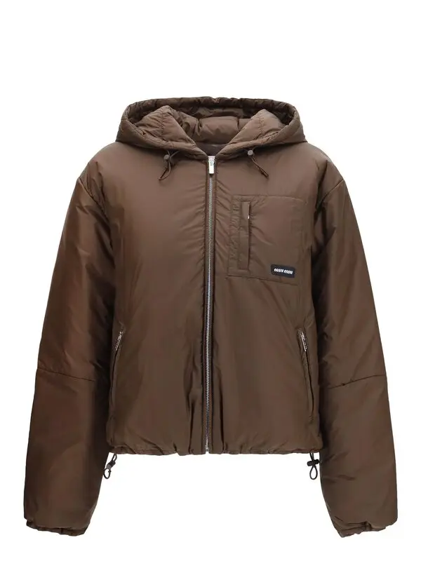 Miu Miu Short Ripstop Down Jacket - Brown