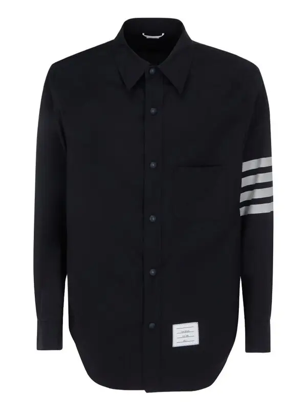 Thom Browne Wool And Cotton Blend Shirt - Blue