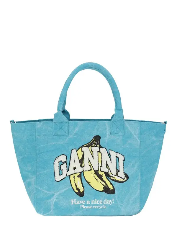 GANNI Banana Print Tote Bag - Blue